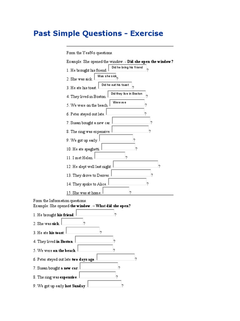 Past Simple Questions | PDF