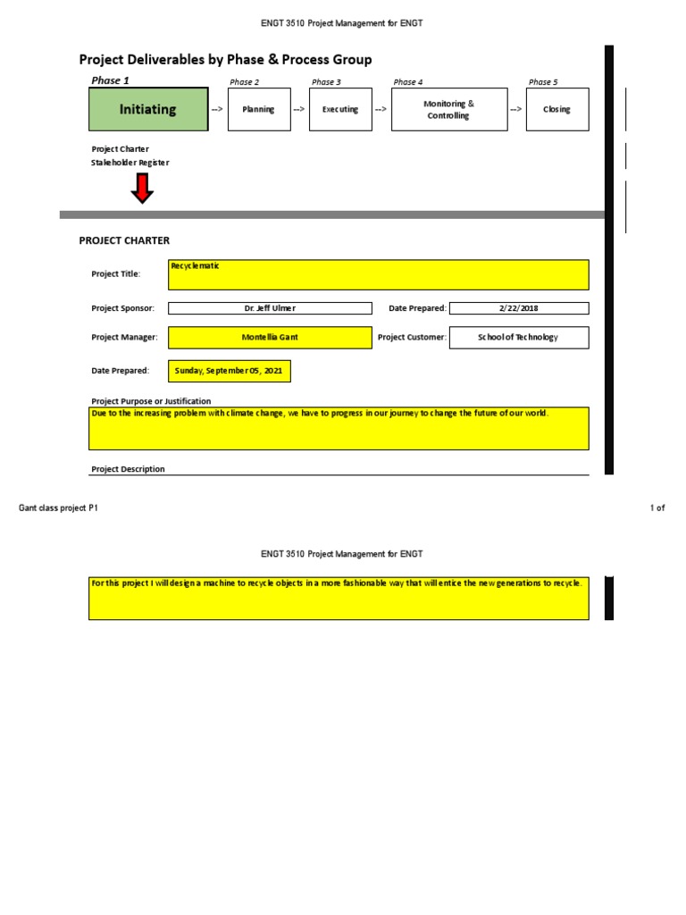 Class Project P1 - Ph.1 - Initiating | PDF | Project Management | Economies