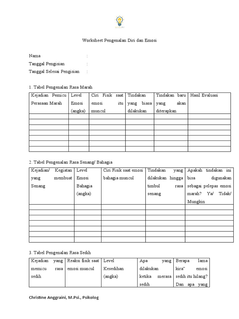 Worksheet Pengenalan Diri | PDF