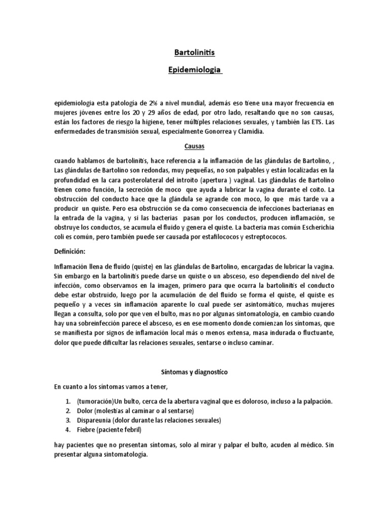 Bartolinitis Semiologia | PDF | Ciencias de la Salud | Epidemiología