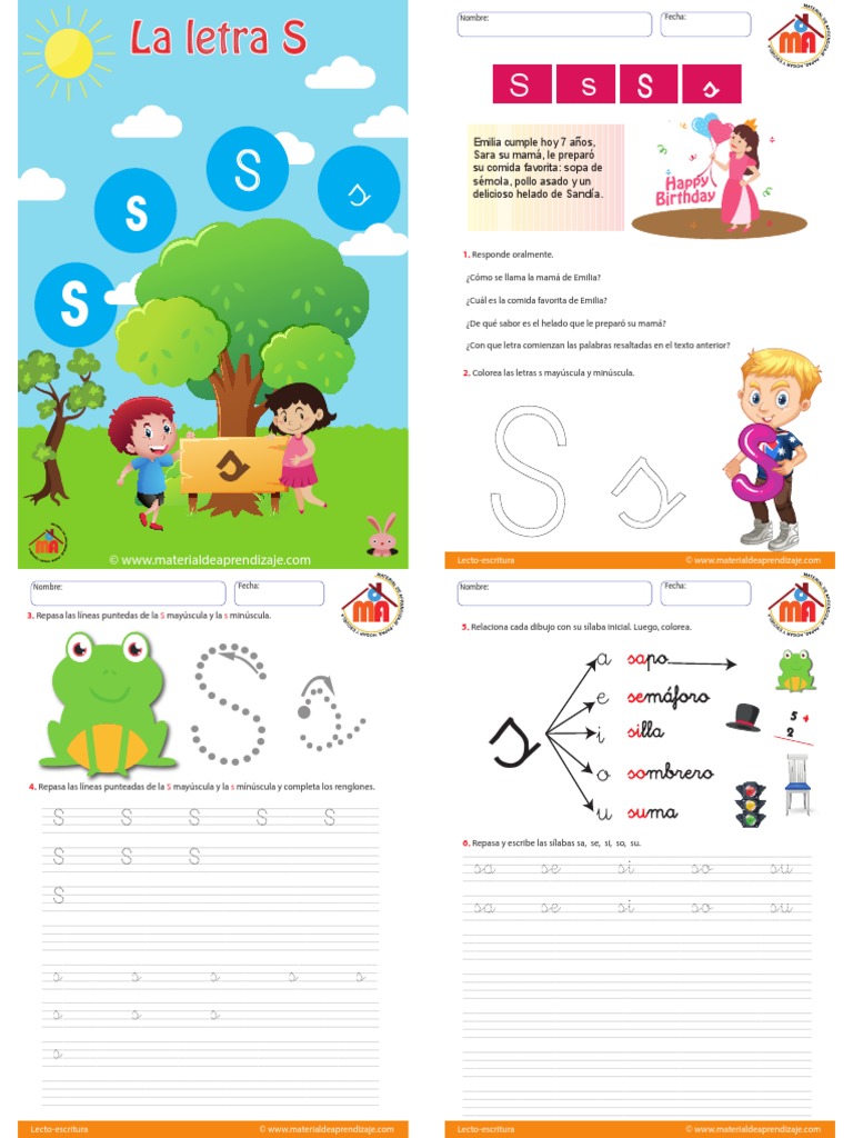 La Letra S Material de Aprendizaje | PDF