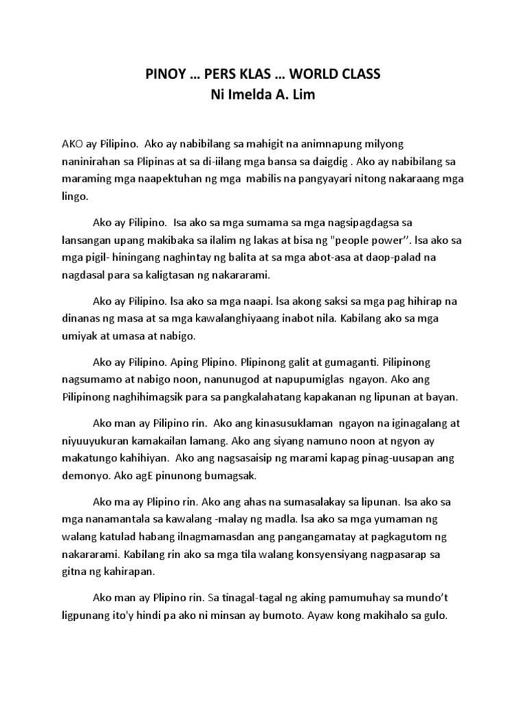 Fil 182 Pers Klas..world Class | PDF