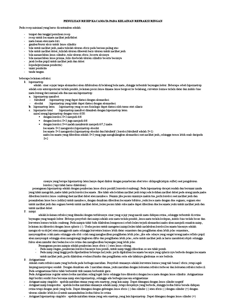 Panduan Resep Kacamata untuk Refraksi | PDF | Kesehatan Holistik