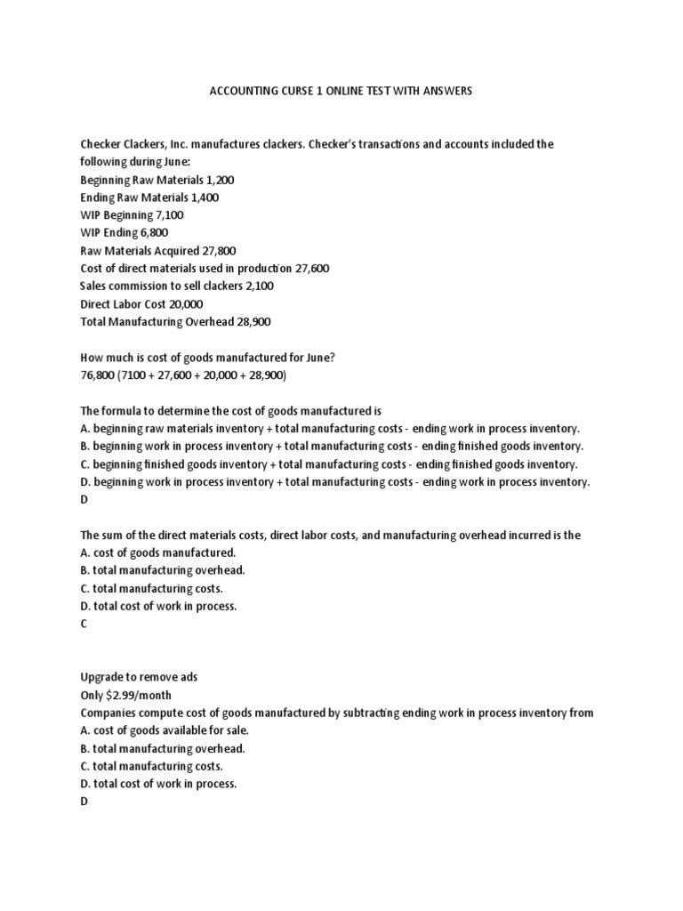 Accounting Online Test With Answers | PDF | Debits And Credits ...