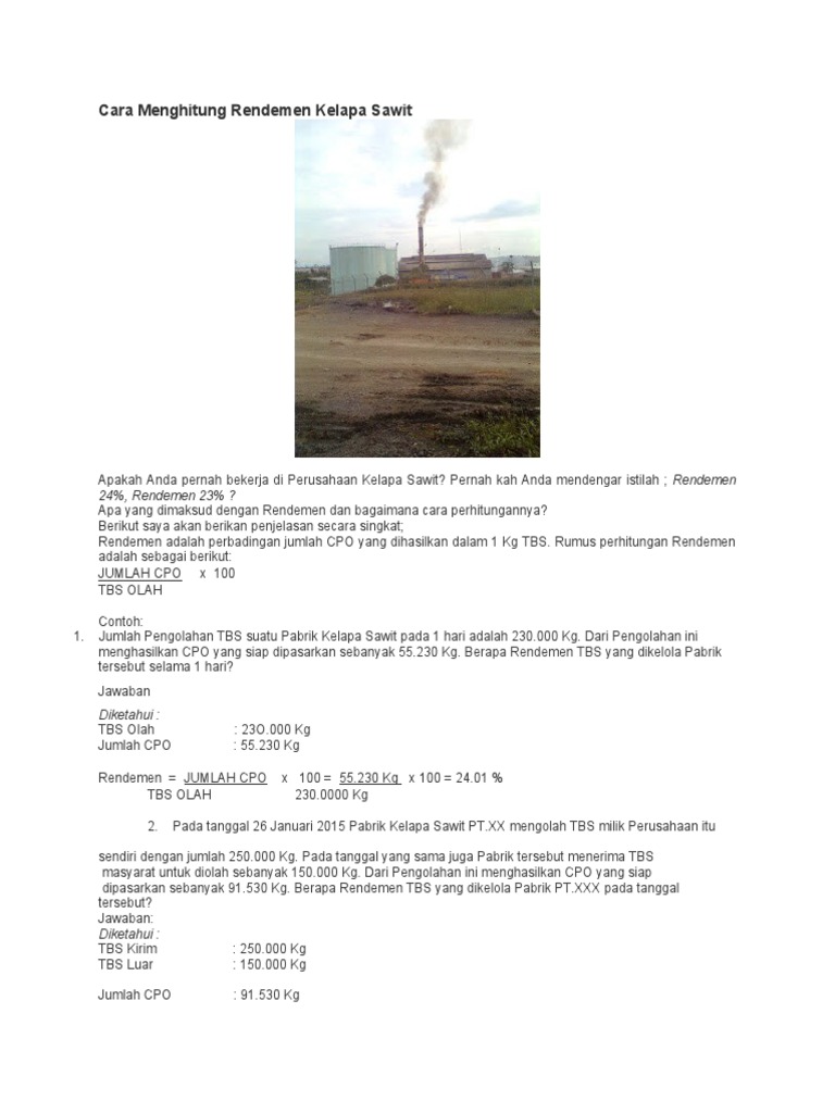 Cara Menghitung Rendemen Kelapa Sawit | PDF
