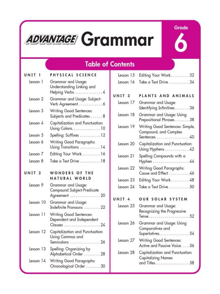 Advantage Grammar 6 | PDF | Subject (Grammar) | Verb