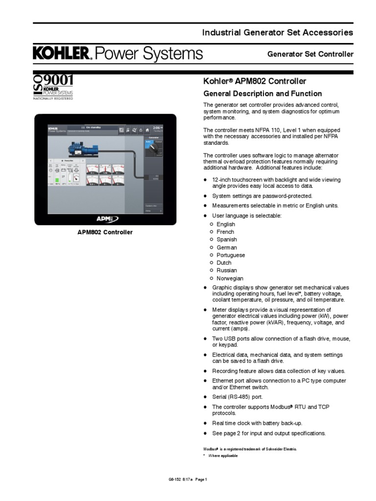 APM-802 Generator Controller | PDF | Power Supply | Switch