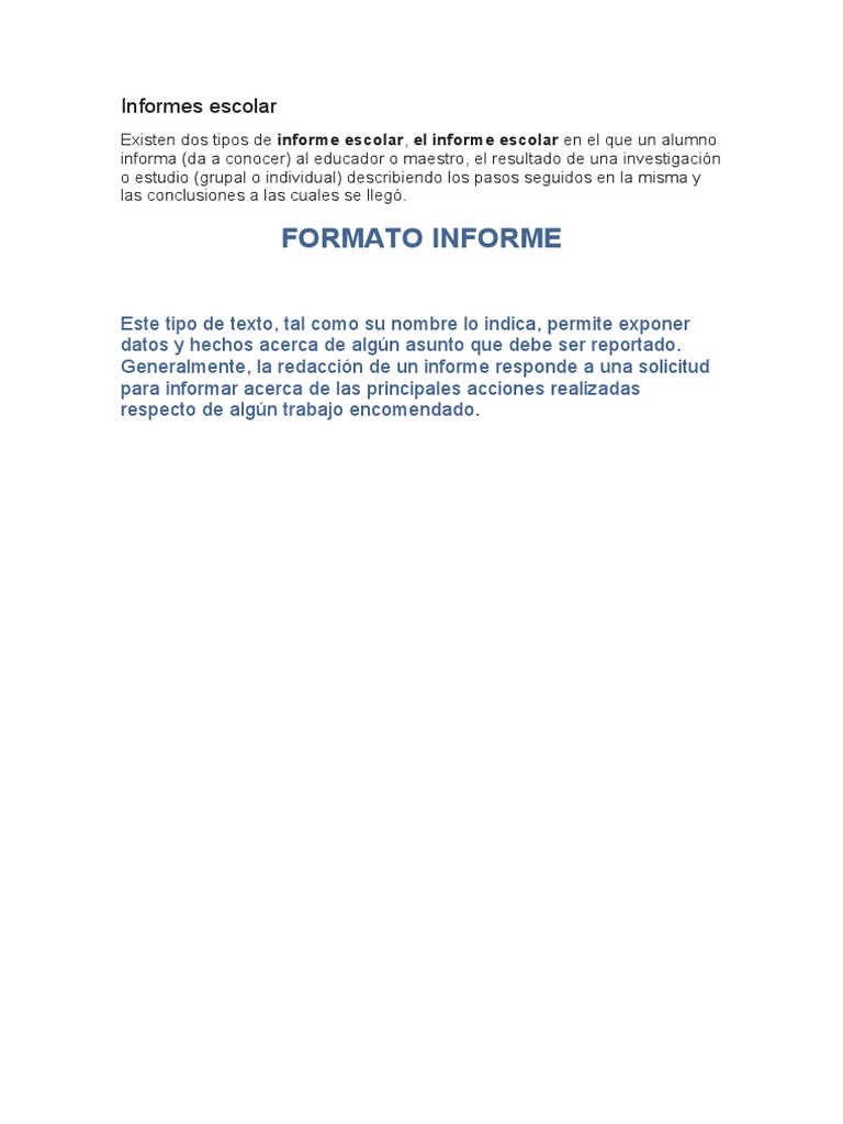 Informes Escolar | PDF