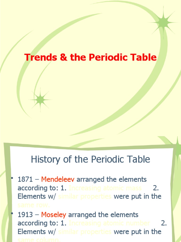 Trends & The Periodic Table | PDF | Ion | Periodic Table