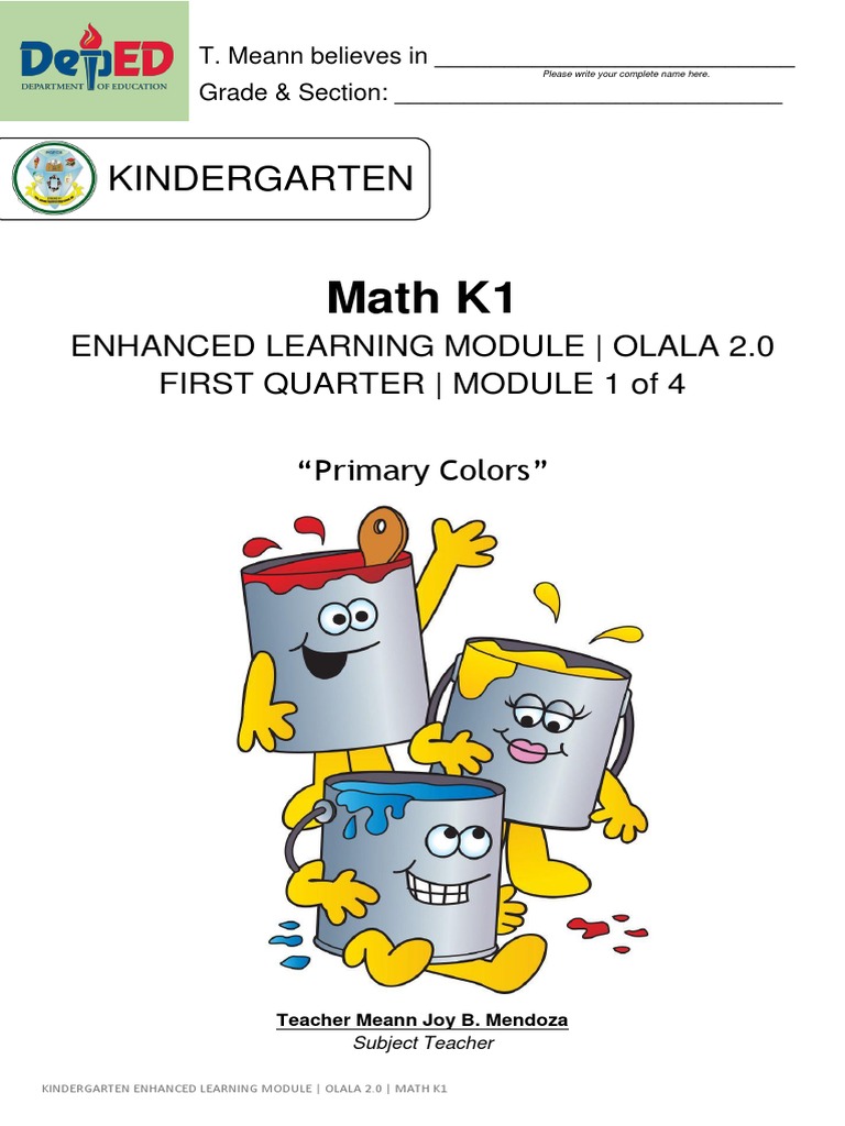 Kinder 1 Math Module | PDF | Learning | Critical Thinking