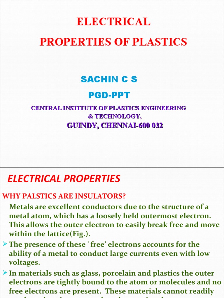 Electrical Insulation Properties of Plastics | PDF | Insulator ...