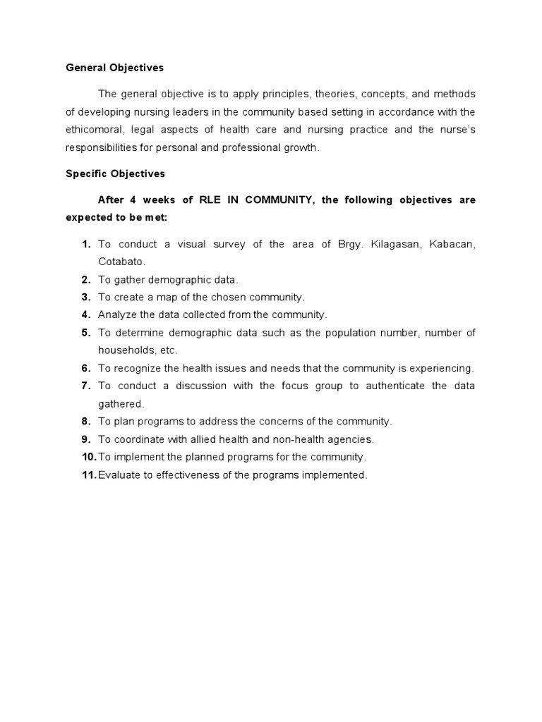 General Objectives, Specific Objectives, Plan of Activities | PDF ...