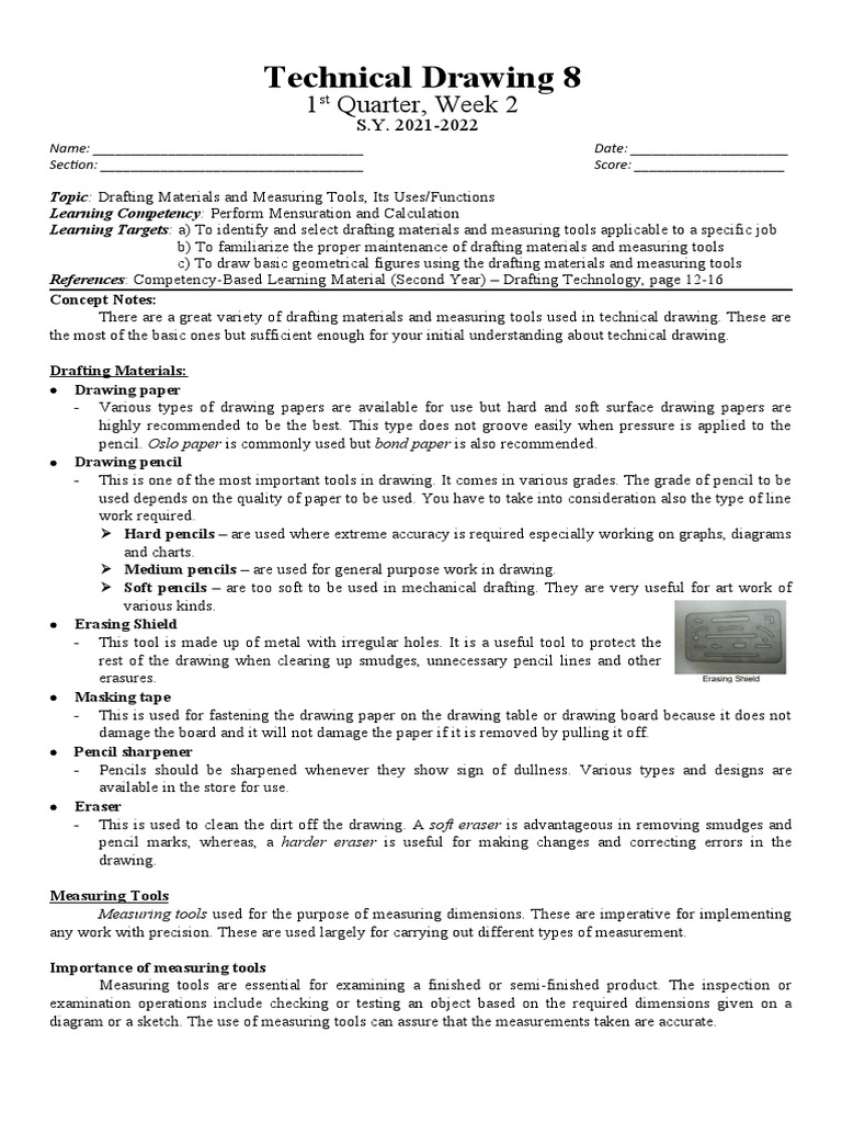 Grade 8 Technical Drawing Essentials | PDF | Drawing | Technical Drawing