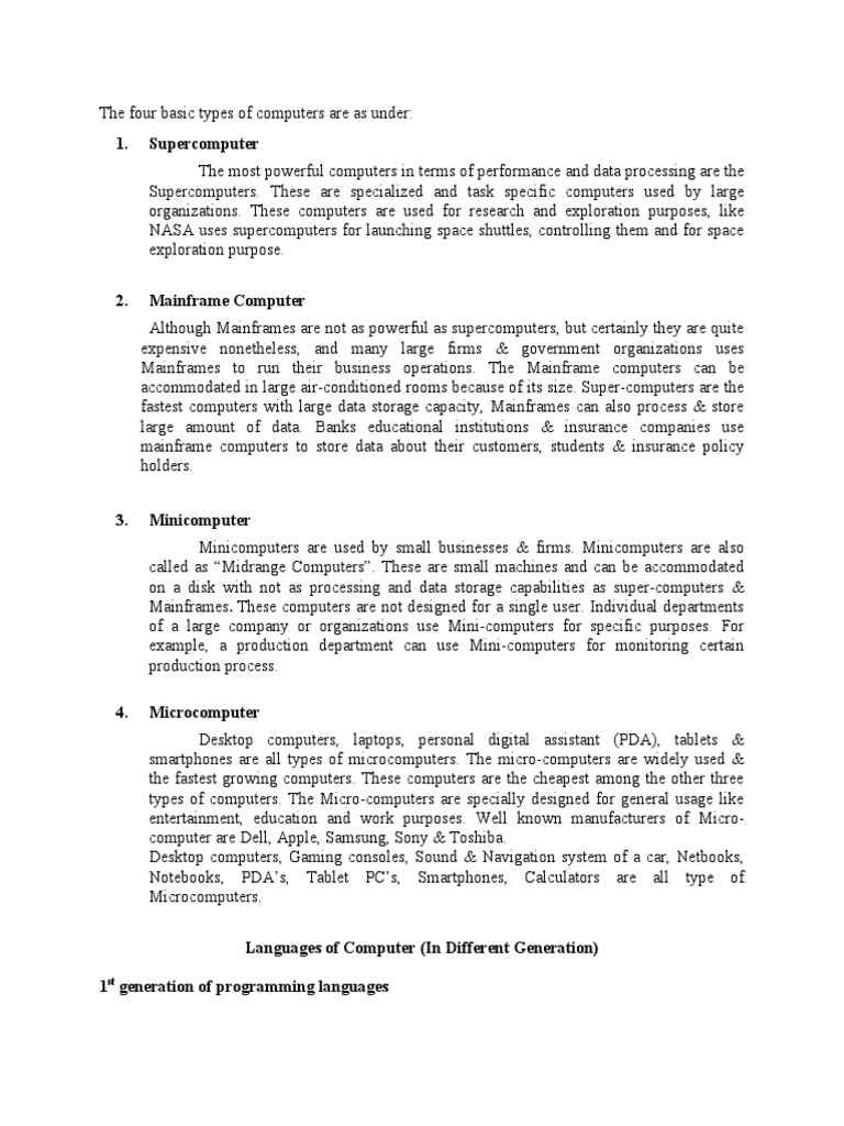 4 Types of Computers | Download Free PDF | Assembly Language | Central ...