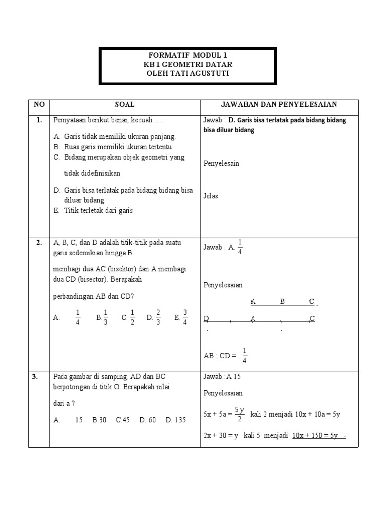 Formatif Modul 1 KB 1 Dan 2 | PDF