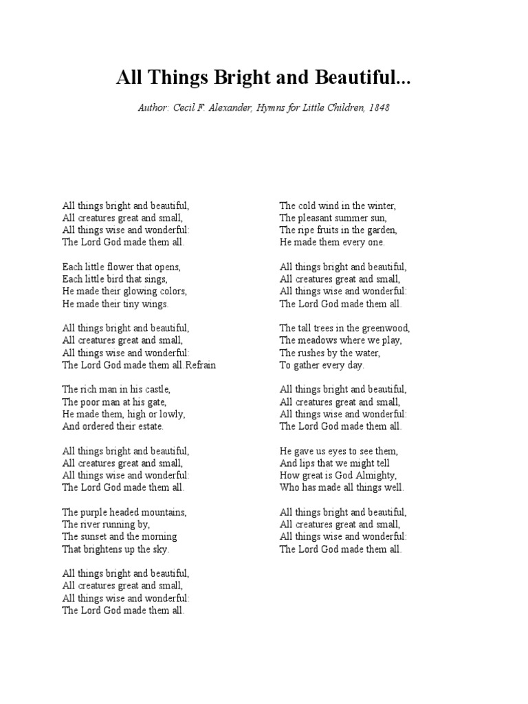 All Things Bright and Beautiful | PDF | Foreign Language Studies ...