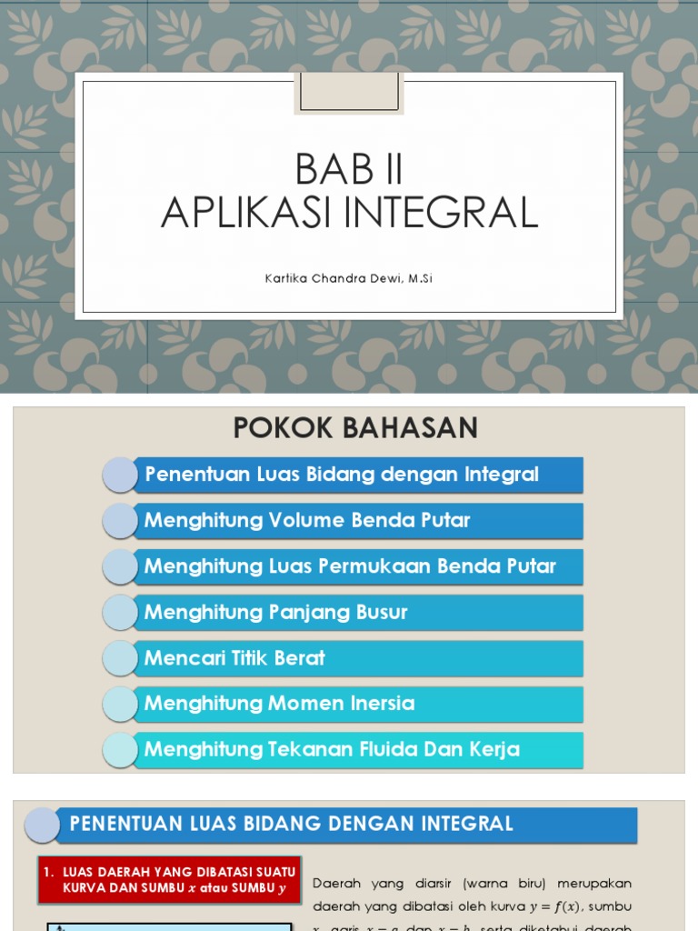 Bab Ii Aplikasi Integral (SMT 2) | PDF | Metode & Bahan Ajar
