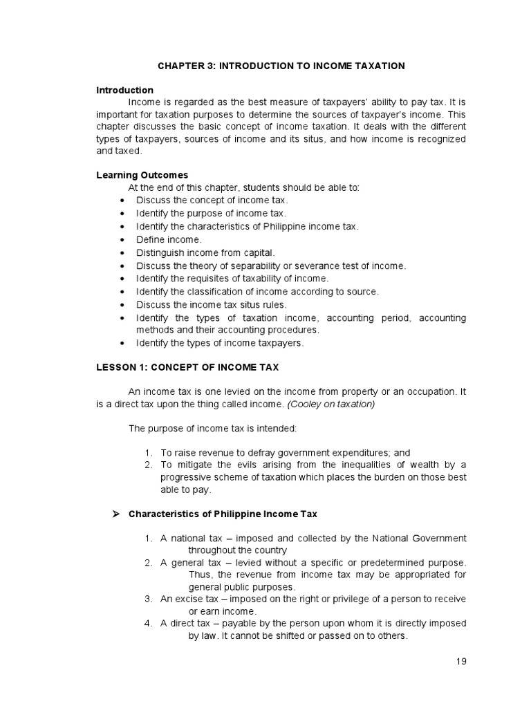 Chapter 3: Introduction To Income Taxation | PDF | Taxes | Capital ...