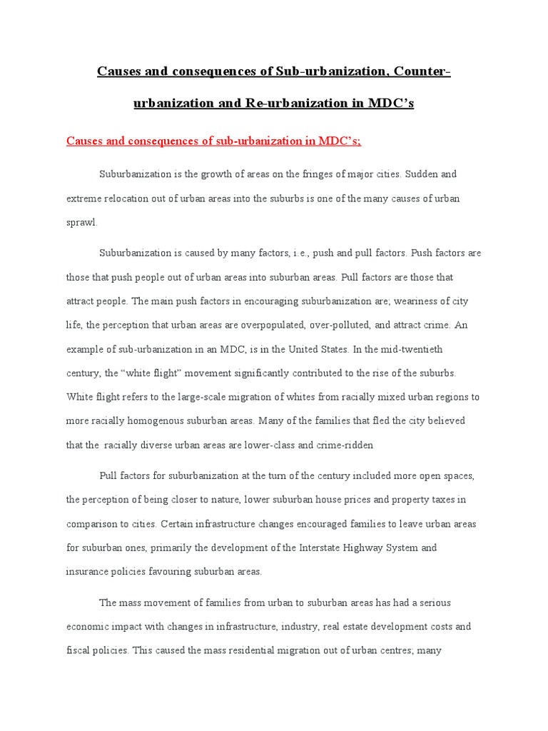 Causes and Consequences of Suburbanization Presentation | PDF | Urban Sprawl | Suburb