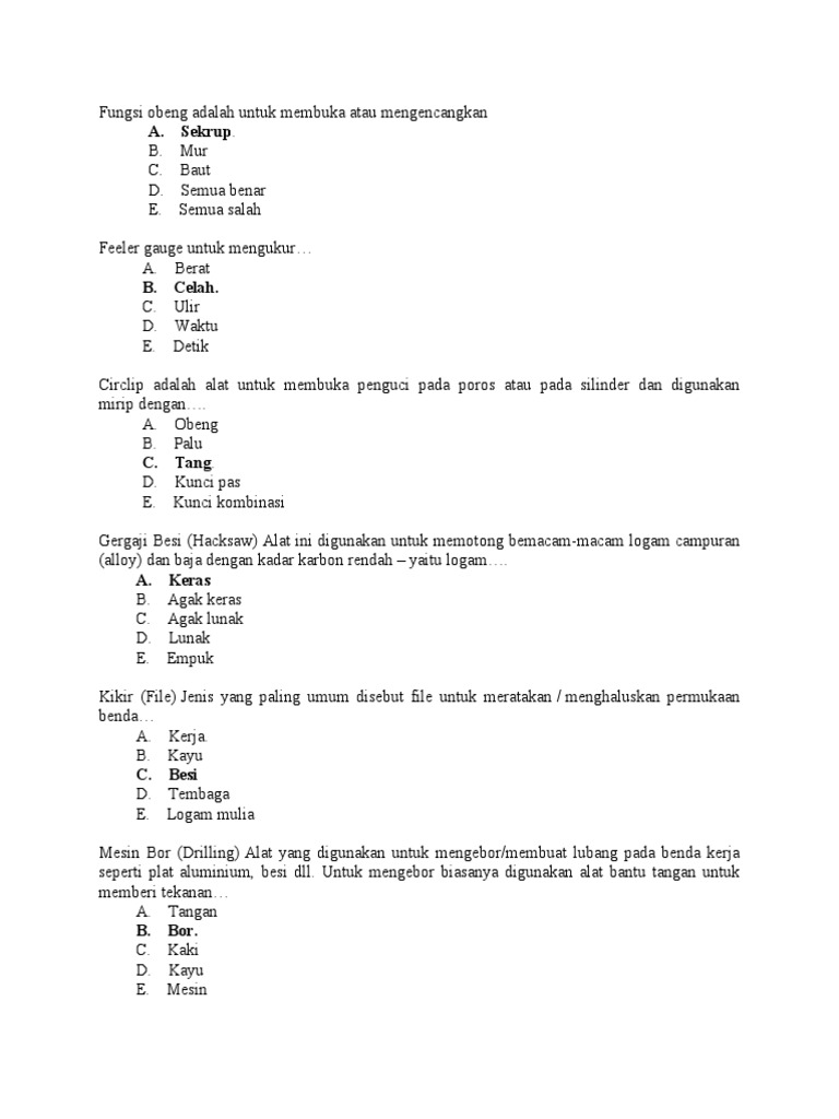 Soal PDTO Kls X TKR | PDF