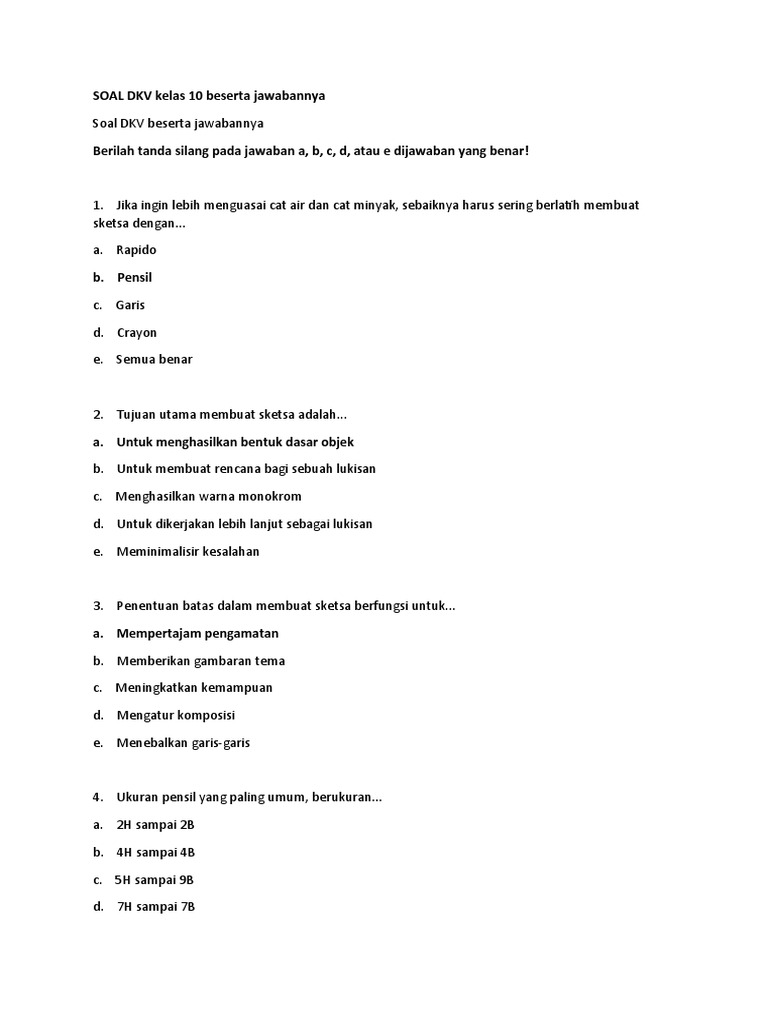 SOAL DKV Kelas 10 Beserta Jawabannya | PDF