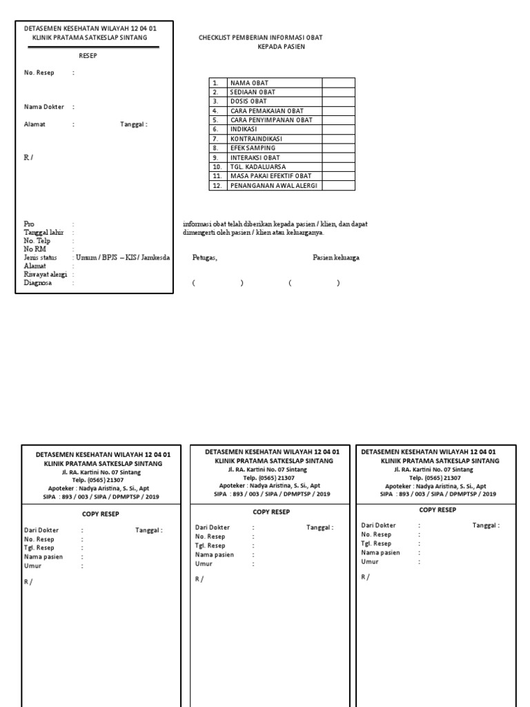 Contoh Resep FKTP | PDF