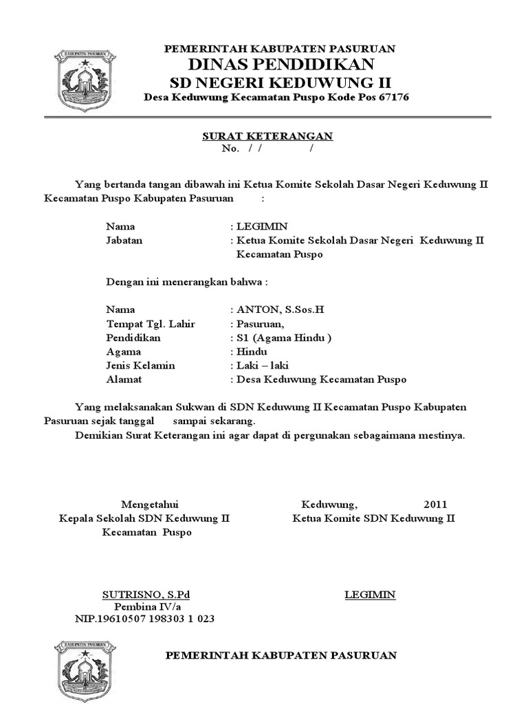 Surat Keterangan PKH | PDF