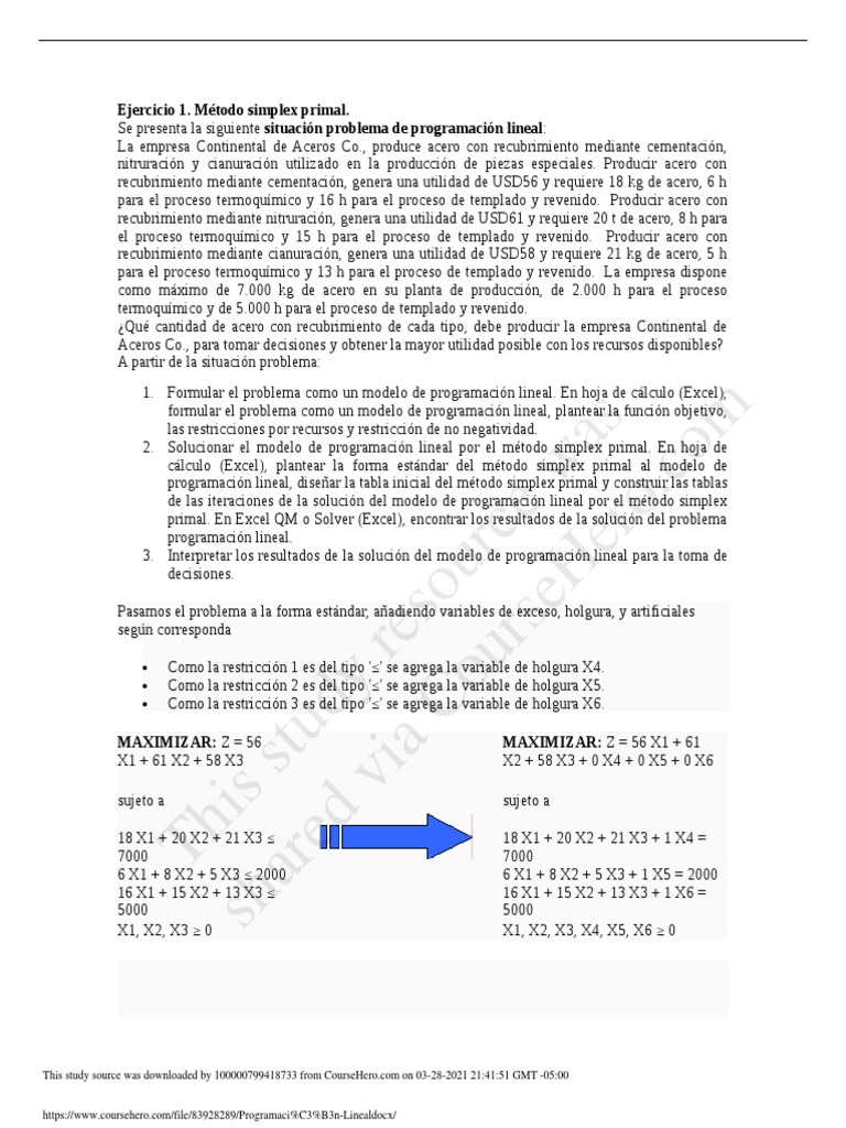 Programaci N Lineal | PDF | Programación lineal | Acero