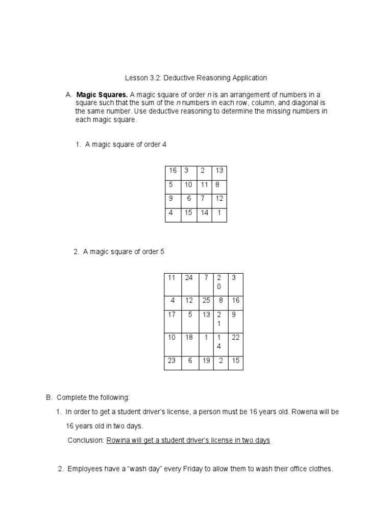 MATH Deductive Reasoning Application | PDF | Mathematics