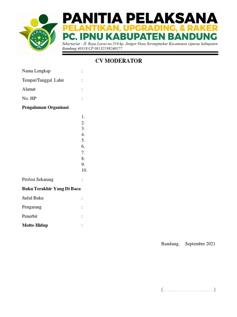 Contoh CV Moderator Lakmud | PDF