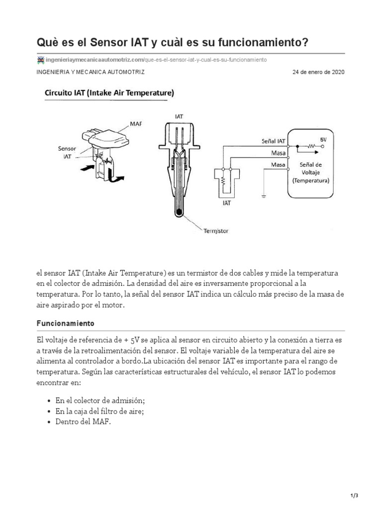 Es El Sensor IAT y Cuàl Es Su Funcionamiento | PDF | Sensor | Temperatura