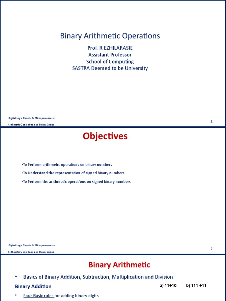 U1L1L3 Binary Arithmetic | PDF | Arithmetic | Subtraction