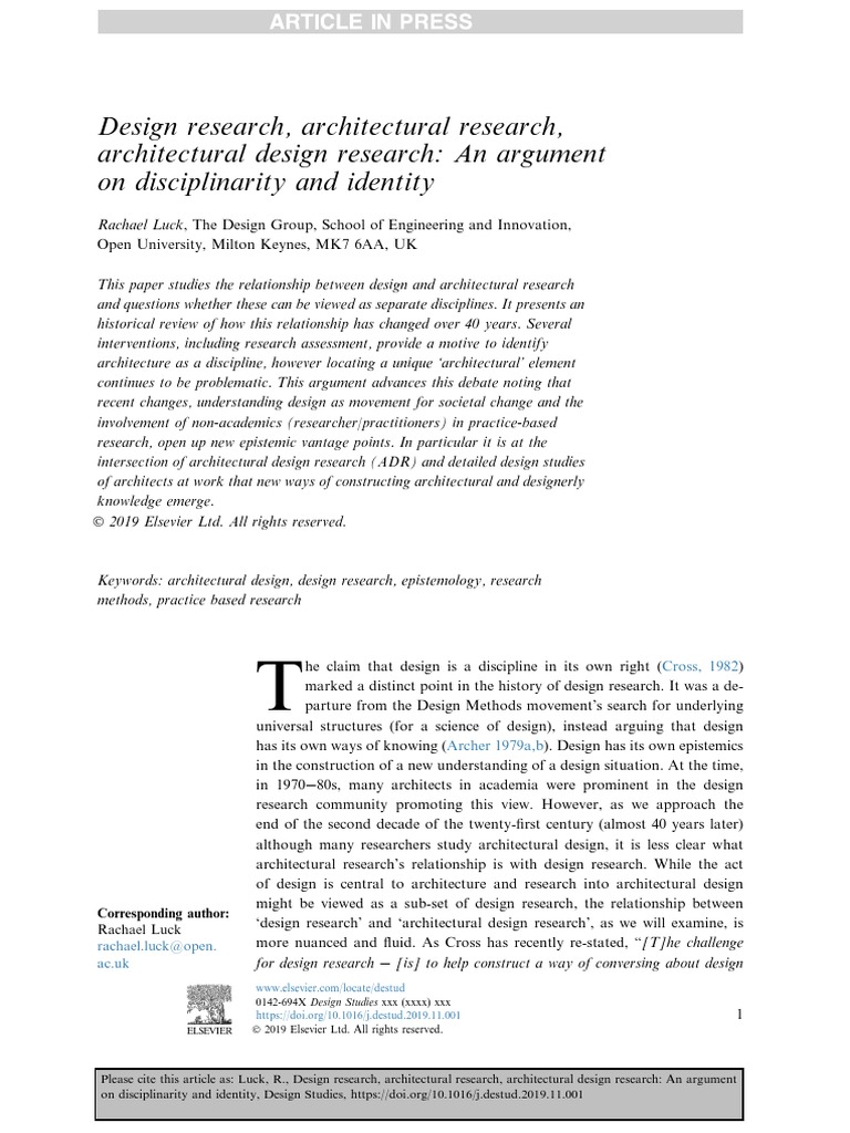 Architectural Design Research | PDF | Epistemology | Design