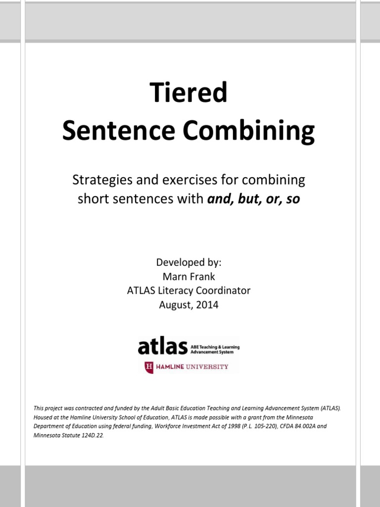 Tiered Sentence Combining: Strategies and Exercises For Combining Short ...
