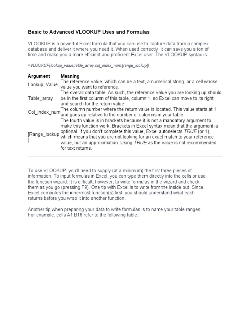 VLOOKUP Formula Guide for Excel | PDF | Career & Growth | Teaching ...