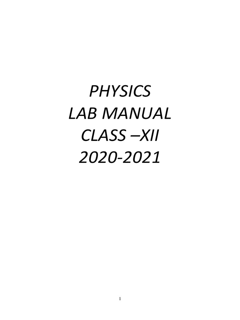 Class Xii Physics Practical Lab Manual New | PDF | Diode | Series And ...
