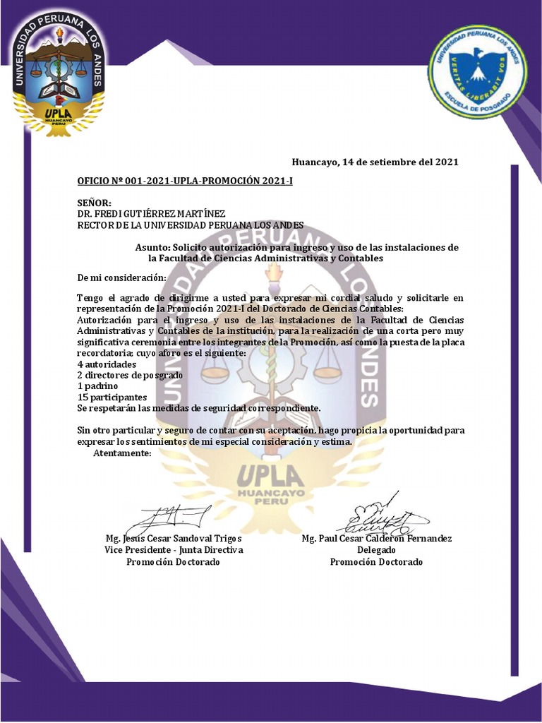 Oficio 1 A Rector | PDF | Academia | Educación más alta