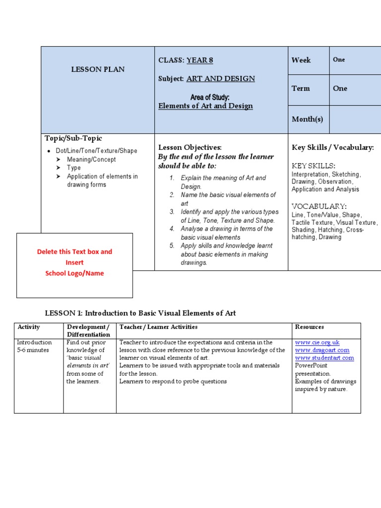 Year 8 Art and Design Lesson Plan | PDF | Drawing | Learning