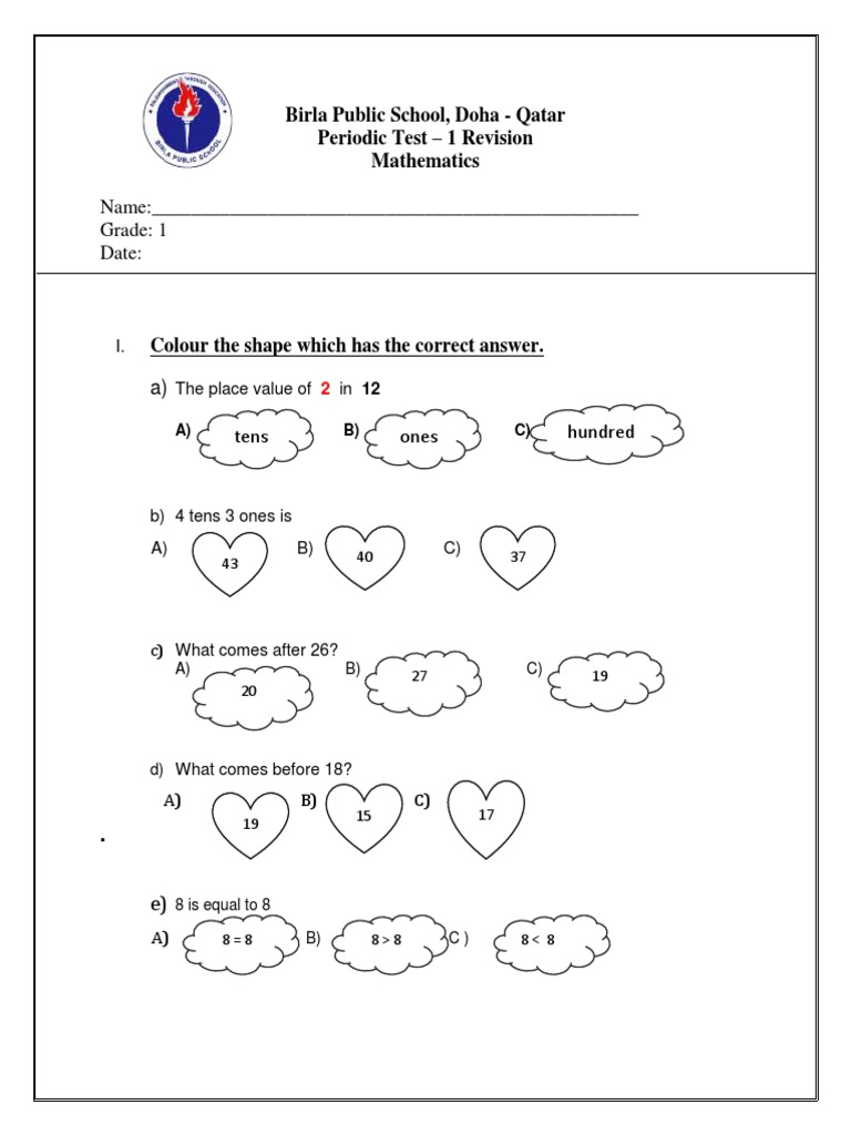 Maths PT1 - Revision Paper | PDF | Mathematics