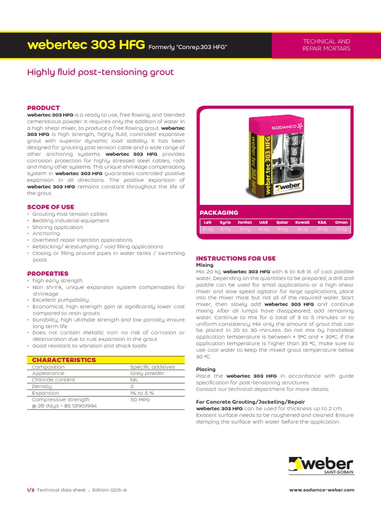 TDS Webertec 303 HFG | PDF | Concrete | Chemistry