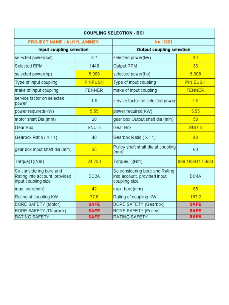COUPLING SELECTION DOCUMENT | PDF | Transmission (Mechanics) | Vehicles