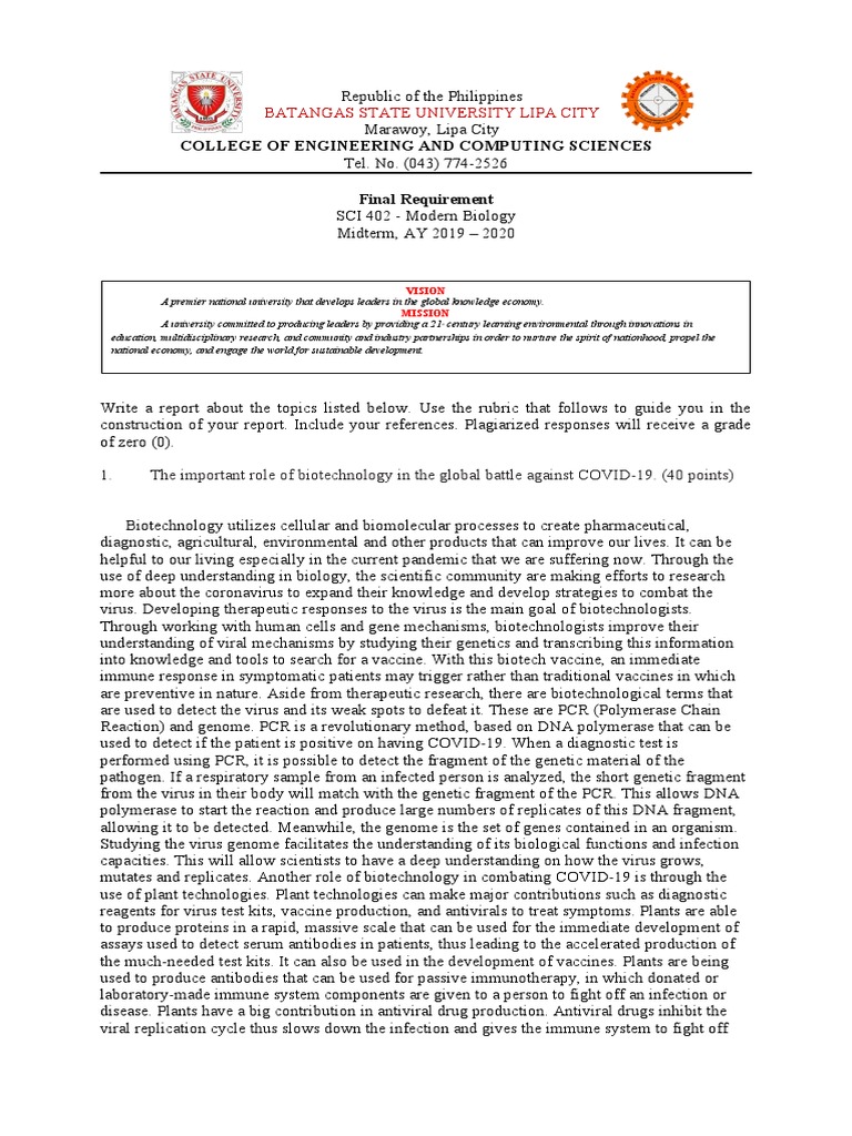 Final Requirement in SCI 402 | PDF | Polymerase Chain Reaction | Virus
