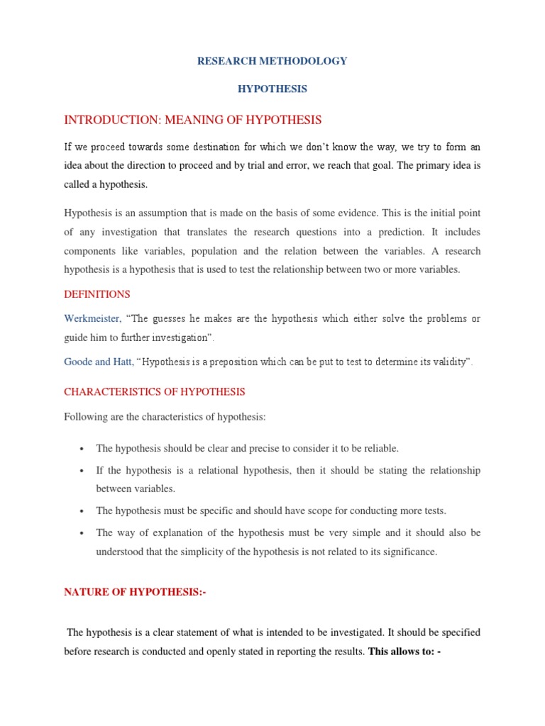 Introduction: Meaning of Hypothesis | Download Free PDF | Hypothesis ...