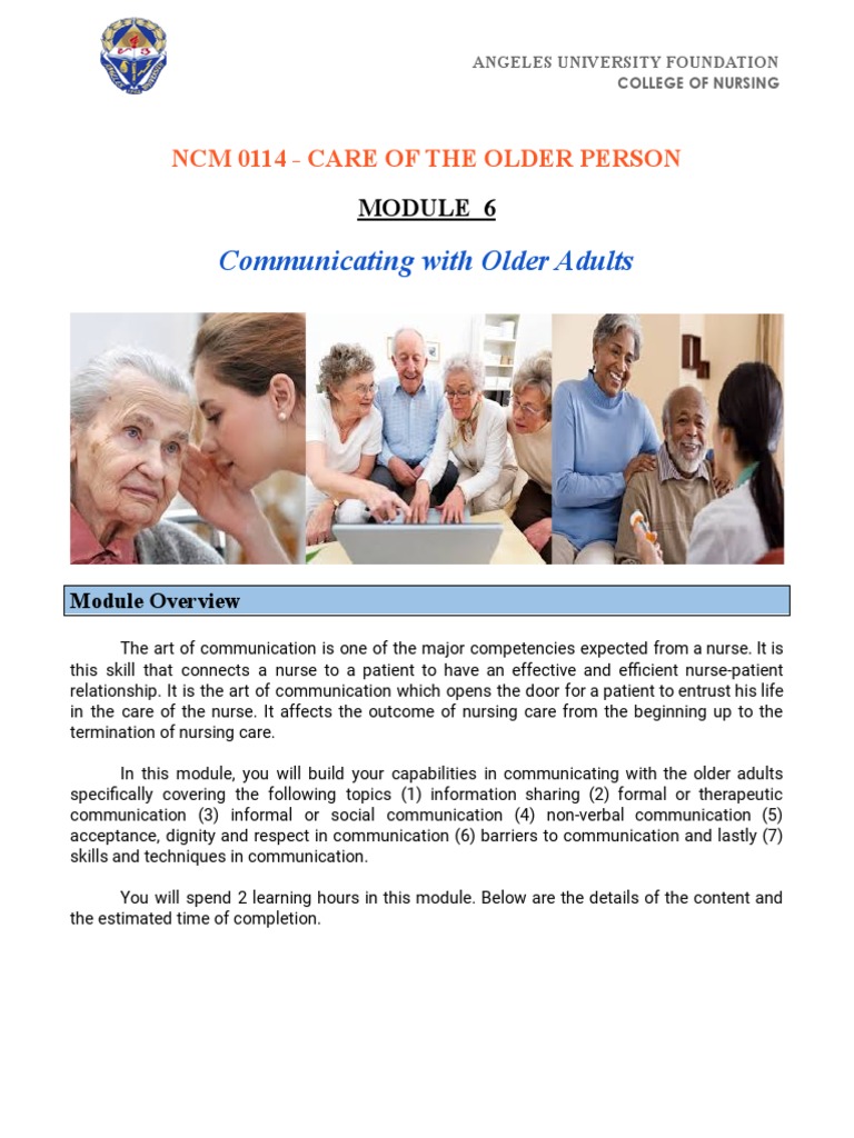 Ncm 0114 Module 6 Communicating With Older Adults Pdf
