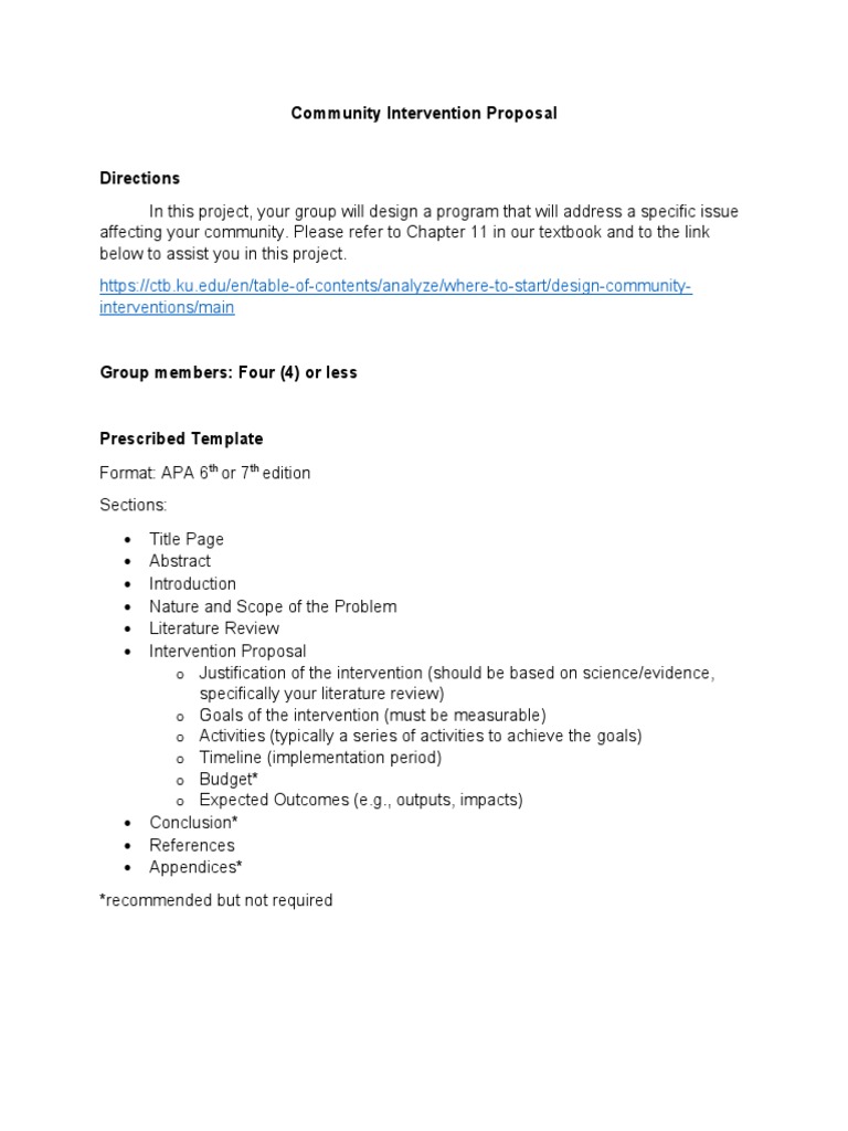 Community Intervention Proposal: Interventions/main | PDF
