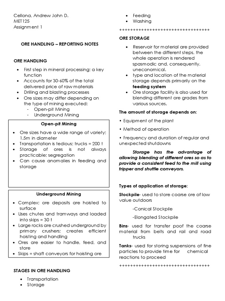 Ore Handling and Storage Process | PDF | Belt (Mechanical) | Mining