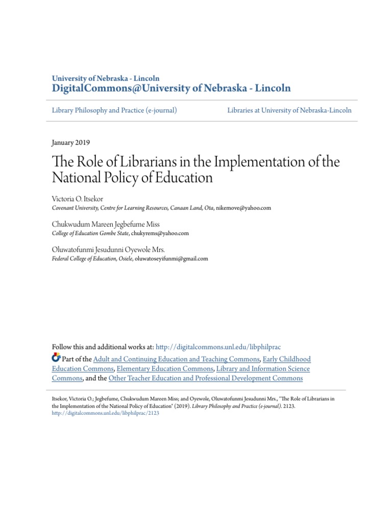 Role of Librarian | PDF | School Library | Libraries