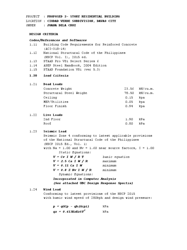Design Parameters - SAMPLE ONLY | PDF | Building Technology | Civil ...