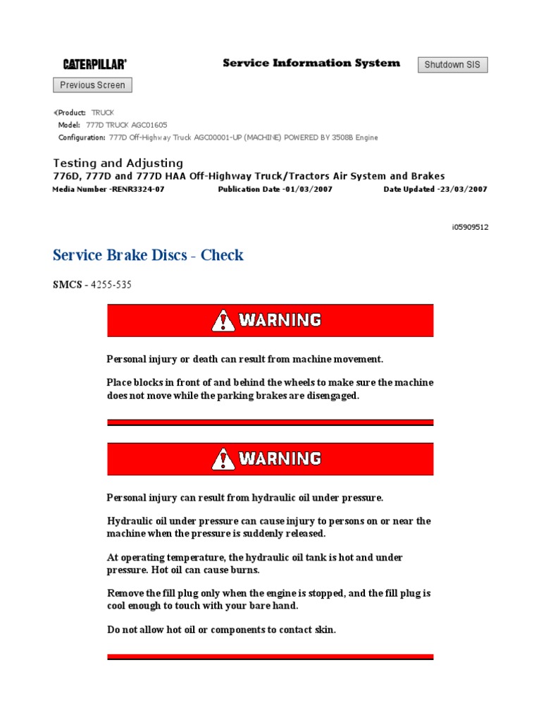 Service Brake Wear Test | PDF | Brake | Piston