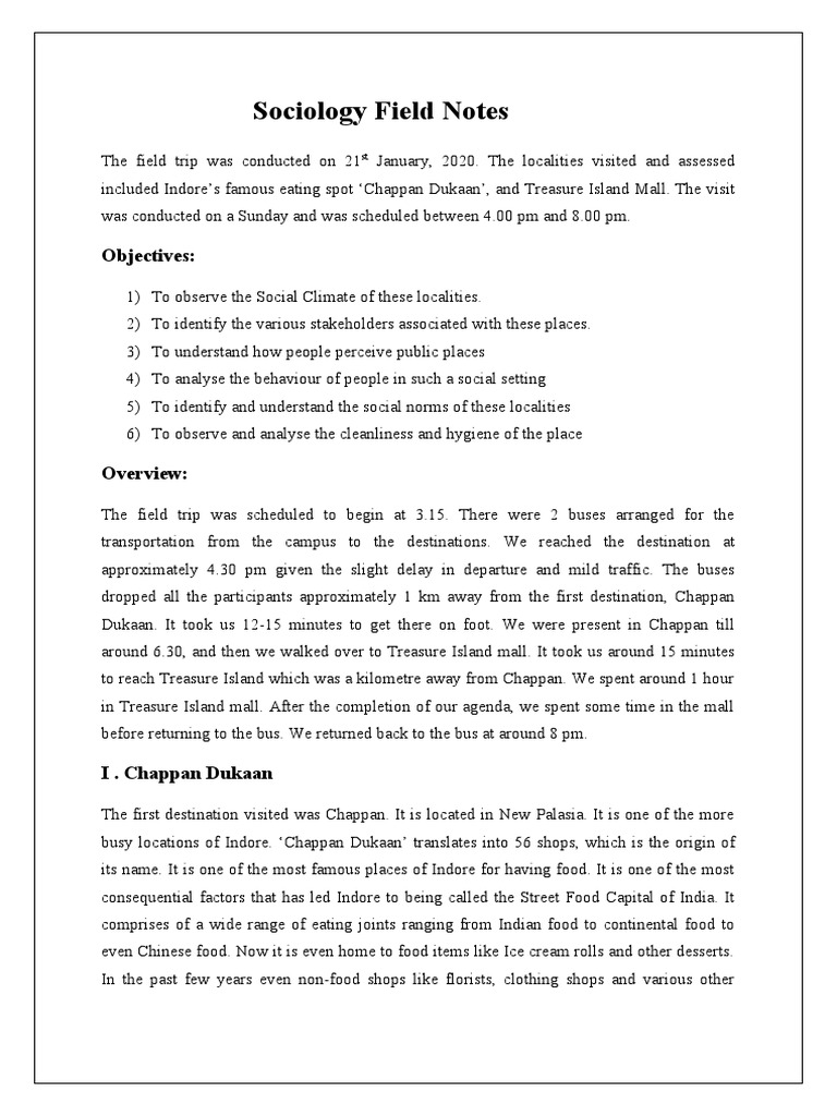 Sociology Field Notes | PDF | Retail | Shopping Mall